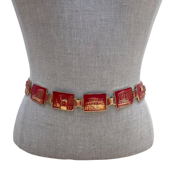 Italy | Accessories | Vintage Red Gold Enamel Souvenir Belt With ...